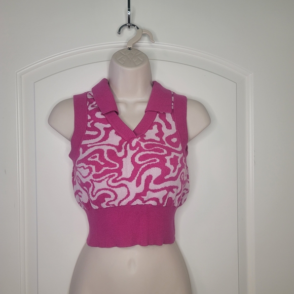 Sweet Society | Tops | Sweet Society Pink And White Sweater Crop Top ...